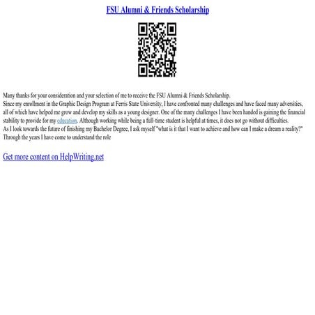 FSU Alumni & Friends Scholarship | PPT
