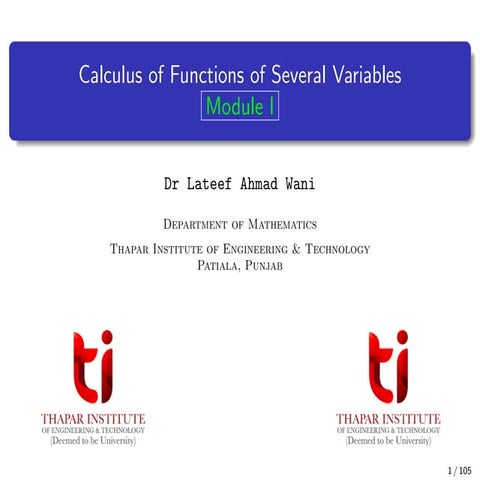 Functions Of Several Variables From Introduction Upto Chain Rule Ppt
