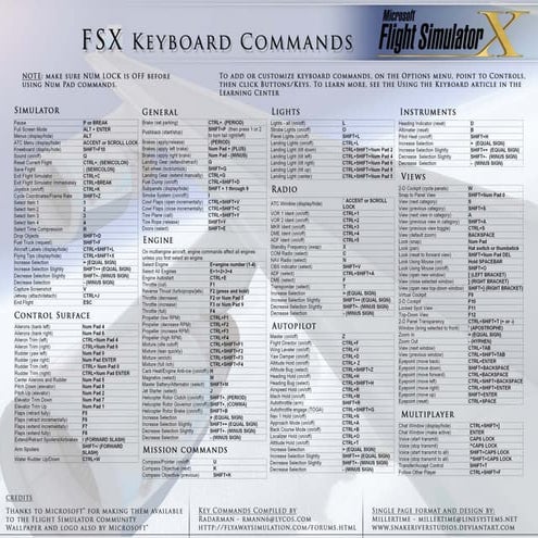 Fsx keyboard commands pamphlet | PDF