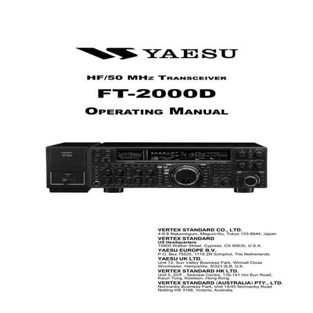 Ft 2000d Operating Manual | PDF