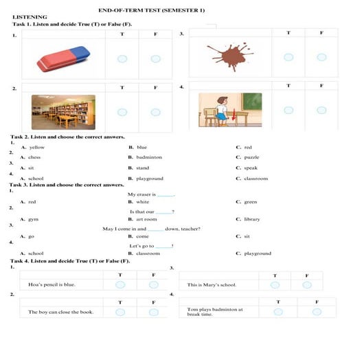 end of term test grade 3 HK1 (45 minutes). pdf | PDF