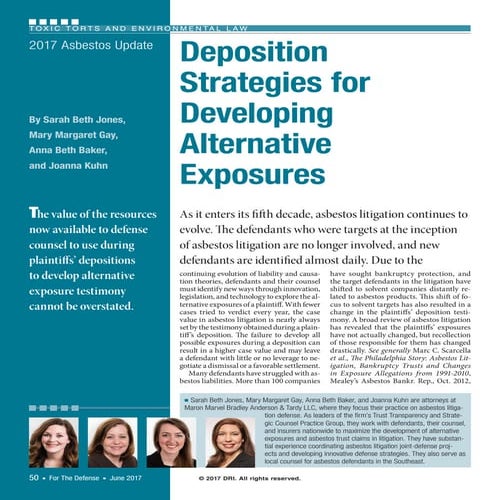 "Deposition Strategies for Developing Alternative Exposures" | PDF