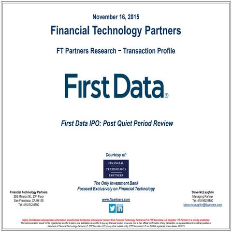 FT Partners Research: First Data IPO - Post Quiet Period Review | PDF ...