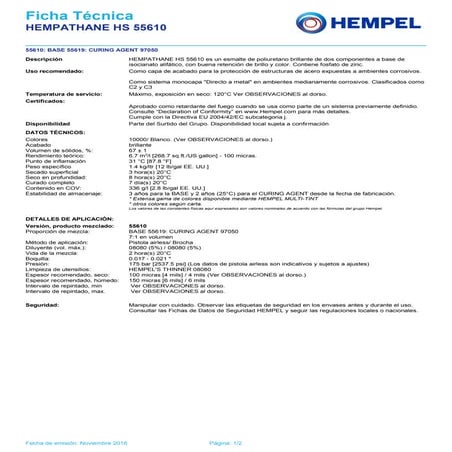 HEMPATHANE HS 55610 es un esmalte de poliuretano brillante de dos ...