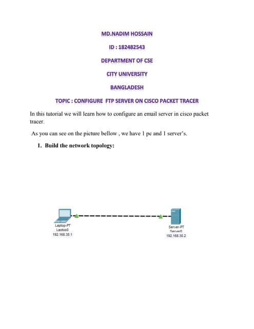 Ftp configuration in cisco packet tracer | PDF