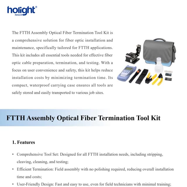 FTTH Assembly Optical Fiber Termination Tool Kit | Complete Field ...
