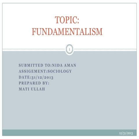 definition of Fudamentalism & its type & effects in simple words by ...