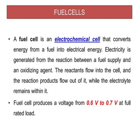 FUEL CELLS | Renewable Energy Technology | PPTX