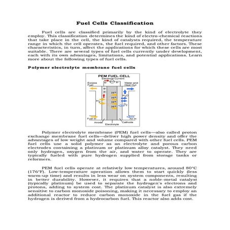 Fuel cells classification | DOCX