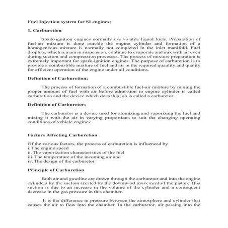 Fuel injection system for si engines | PDF
