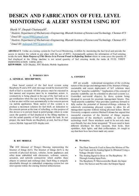 Smart Fuel Measuring device using IOT | PDF