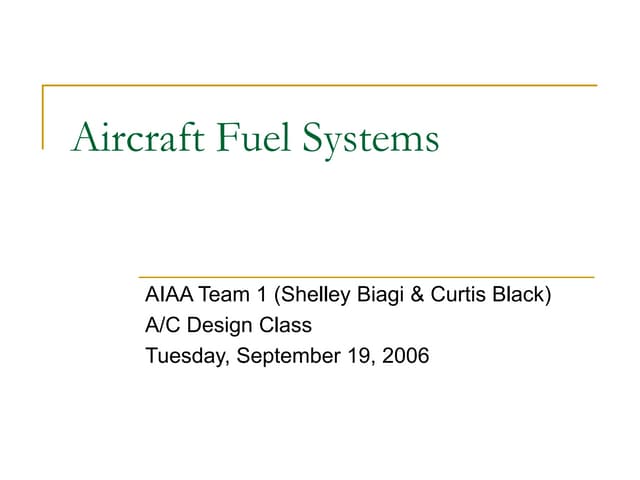 Aircraft Fuel System | PPTX