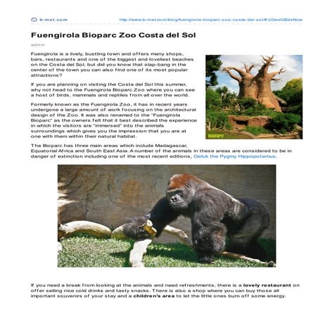 Fuengirola Bioparc Zoo Costa del Sol Spain | PDF
