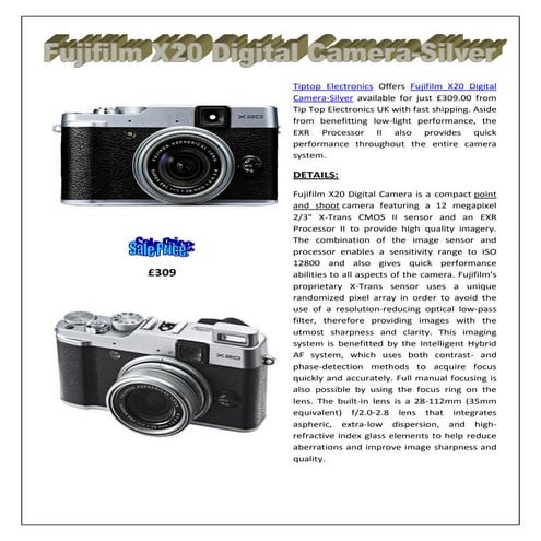 Fujifilm x20 digital camera silver | PDF