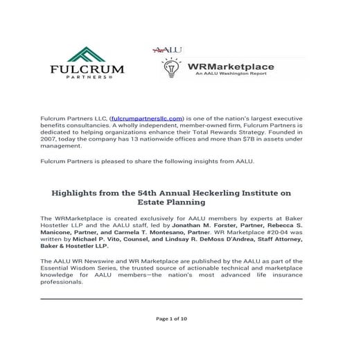 Highlights from the 54th Annual Heckerling Institute on Estate Planning ...