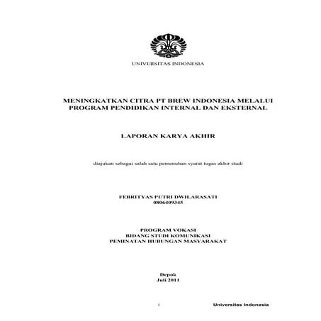 Tugas Karya Akhir Program PR internal dan eksternal | PDF