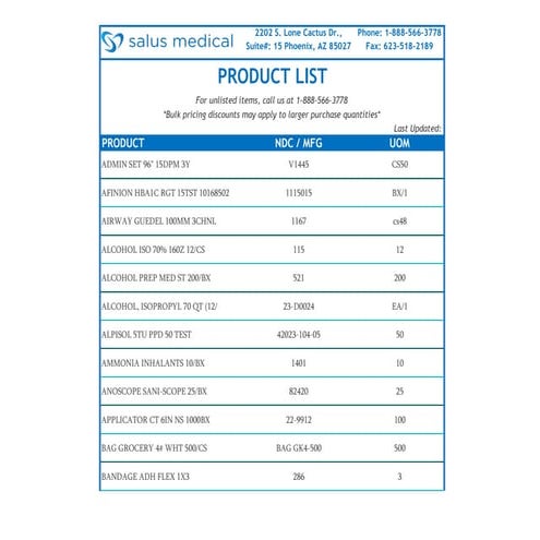 Medical Surgery Products Supplier | Salus Medical LLC | PDF