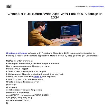 Create A Full Stack Web App With React And Nodejs In 2024 Pdf 1703