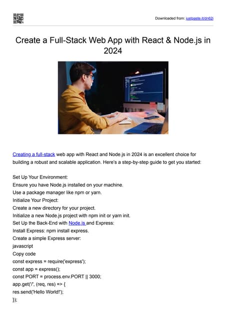 Create A Full Stack Web App With React And Nodejs In 2024 Pdf 1703
