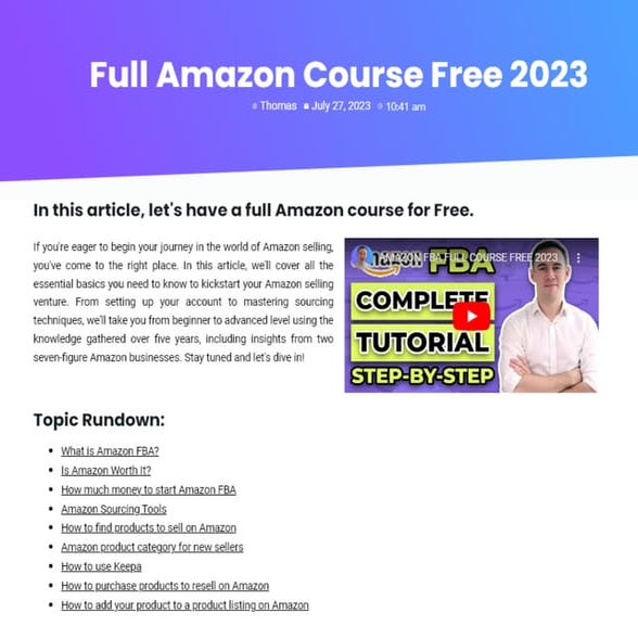 Full Amazon Course Free 2023 | PDF