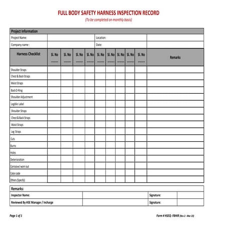 FULL BODY HARNESS INSPECTION RECORD Form # HSEQ - FBHIR Rev 2.docx