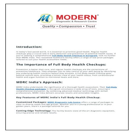 Full body health checkup in Gurugram | PDF