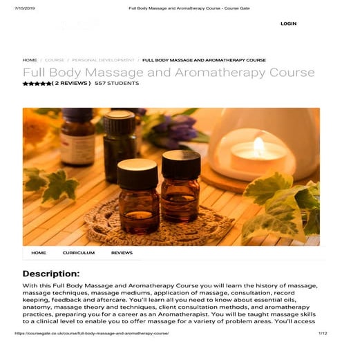 Massage Therapist Diploma Level 3 - LIBM | PDF