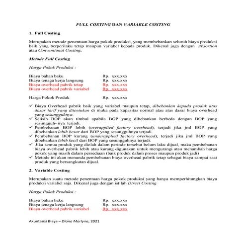 Full costing dan variable costing | PDF