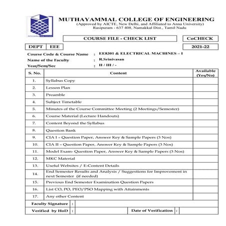 electrical machines course file-anna university | PDF