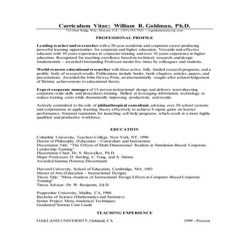 Full curriculum vitae template (best) CV template | DOCX