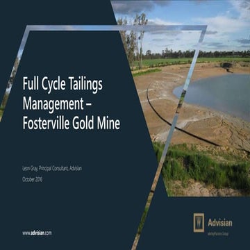 Full Cycle Tailings Management - Fosterville Gold Mine | PPTX