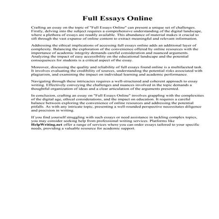 Full Essays Online. Write Essay Free Online / How to Write a Remarkable ...