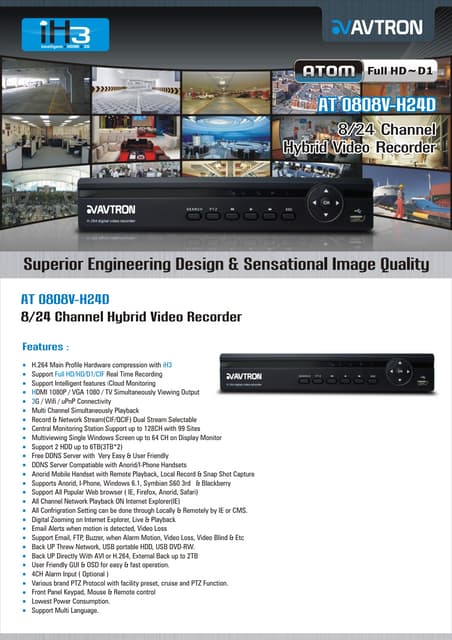 Full hd d1 at 0808 v8-h24d - Avtron hybrid video recorder | PDF