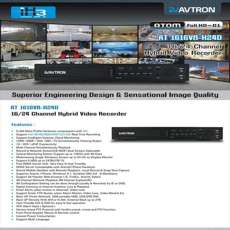 Full hd d1 at 1616 v8-h24d - Avtron hybrid video recorder | PDF