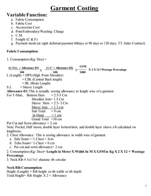 Garment Costing | PDF