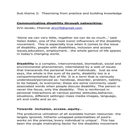 communicating disability through networking... | DOCX