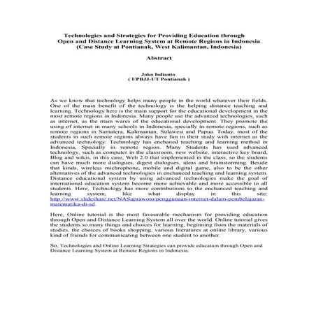 Full paper technologies and strategies for providing education through ...