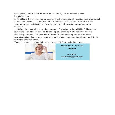 full question Solid Waste in History Economics and Legislationa..docx