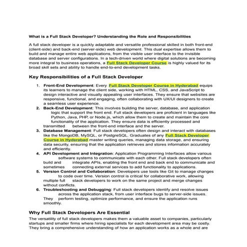 Full Stack Developer Course | PDF