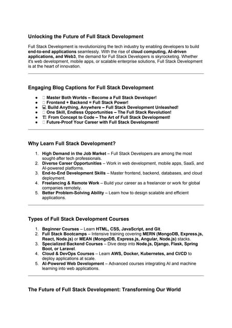 Hands On Session On Fullstack Development | PPT