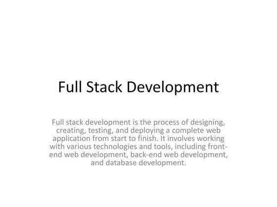 The history of Full stack development | PDF