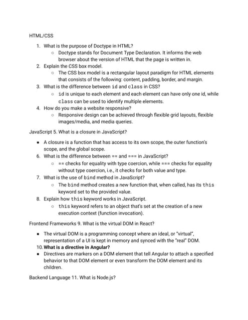Fullstack Interview Questions and Answers.pdf | Databases | Computer Software and Applications