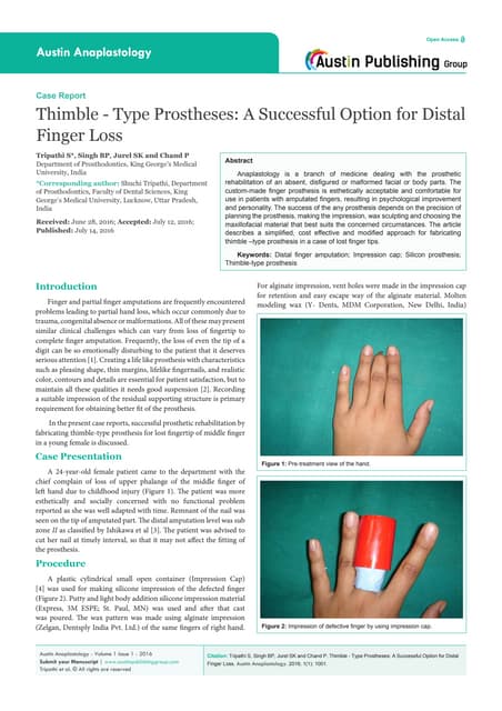 Cosmetic Restoration and silicone finger Prosthesis | PPTX | Nail Care ...
