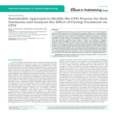 Advance Research in Textile Engineering | PDF