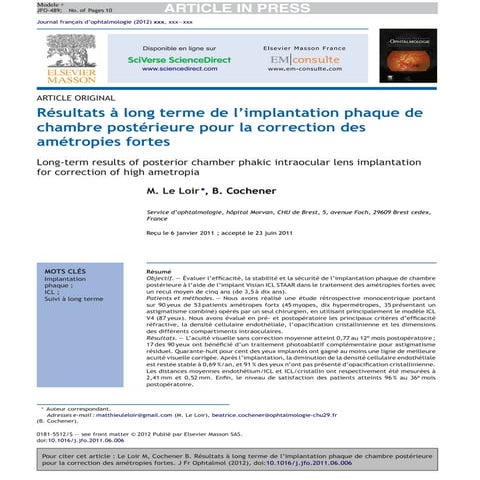 Visian ICL article | PDF | Eye and Vision Conditions | Diseases and Conditions