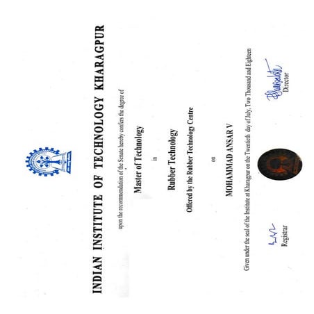 Mohammad Ansar Vakkattil completed his Master of Technology (M.Tech) in ...