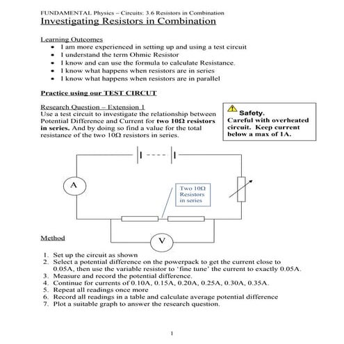 Fun 3.6 resistors in combination - notes | DOC | Physics | Science