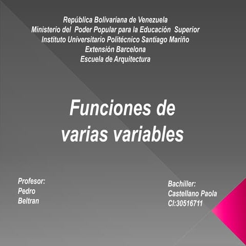 Funciones de varias variables | PPTX