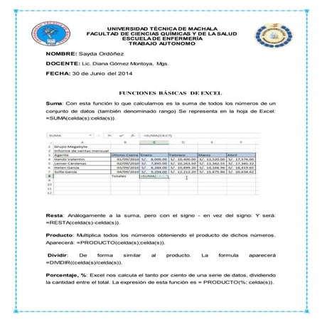 Funciones de excel | DOCX | Technology & Computing