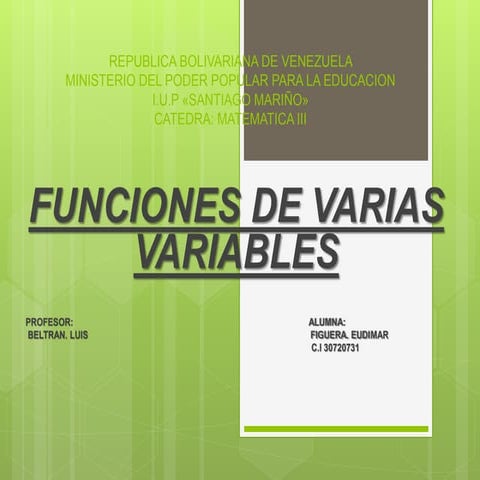 Funciones de varias variables | PPTX